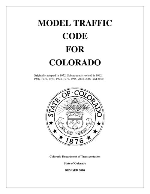 Model traffic code for Colorado | Colorado State Publications Digital ...
